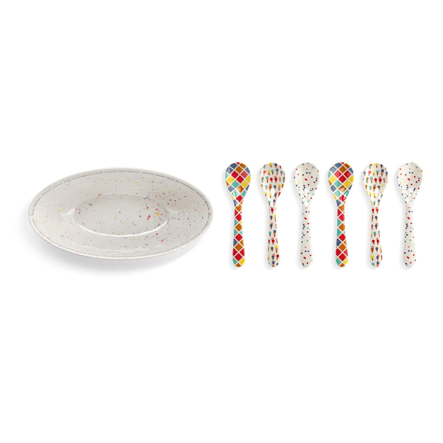 Confetti Family Melamine Ice Cream Bowls With 6 Spoons