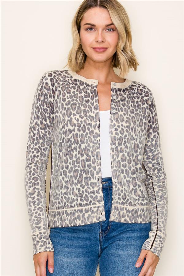 Leopard Print Cardigan Sweater